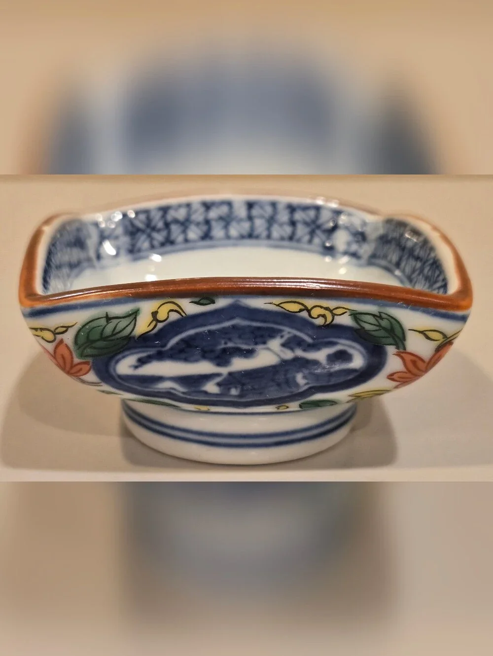 Art | Handpainted Blue And Multicolor Ceramic Footed Dish | Poshmark